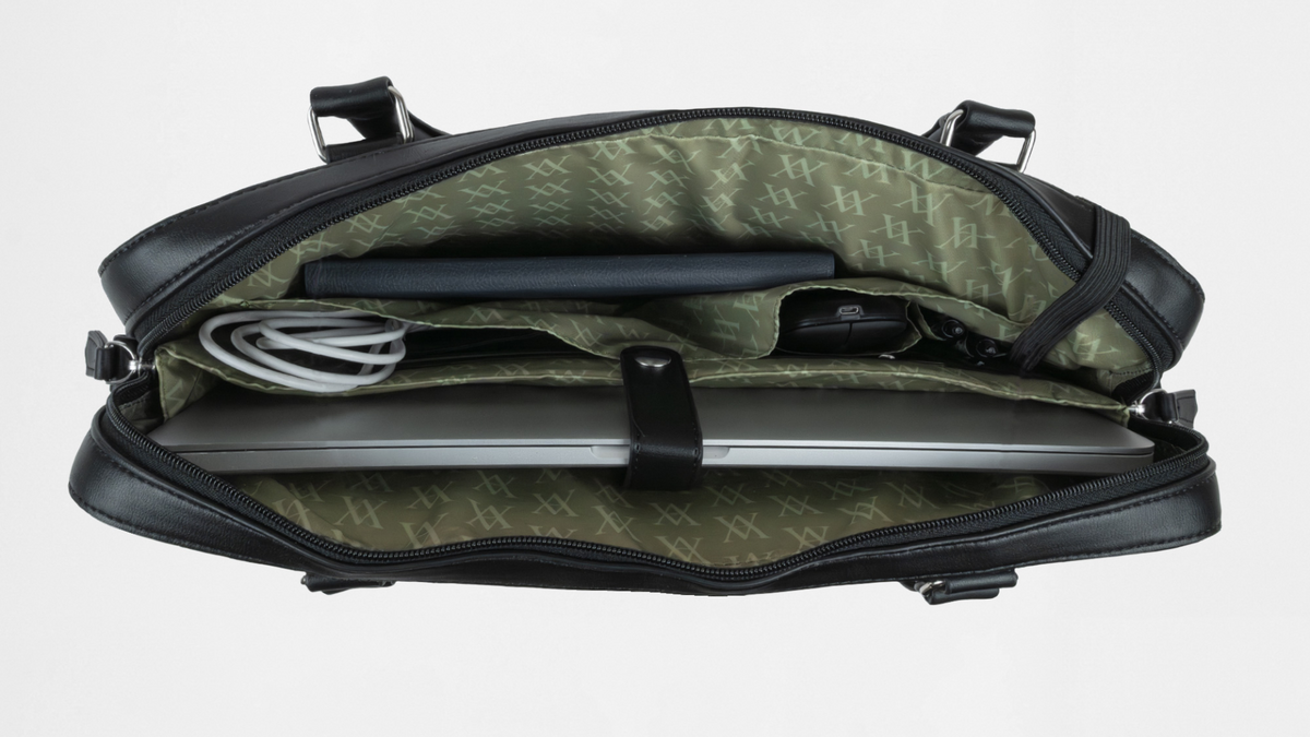 Berlin Compact Laptop Bag - Black - Vagari