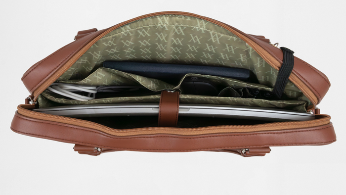 Berlin Compact Laptop Bag - Tan - Vagari
